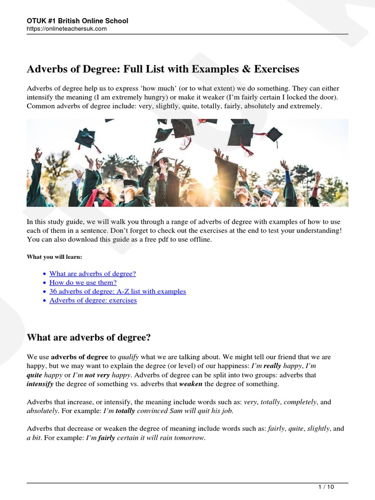 Adverbs of Degree | PDF | Verb | Adverb