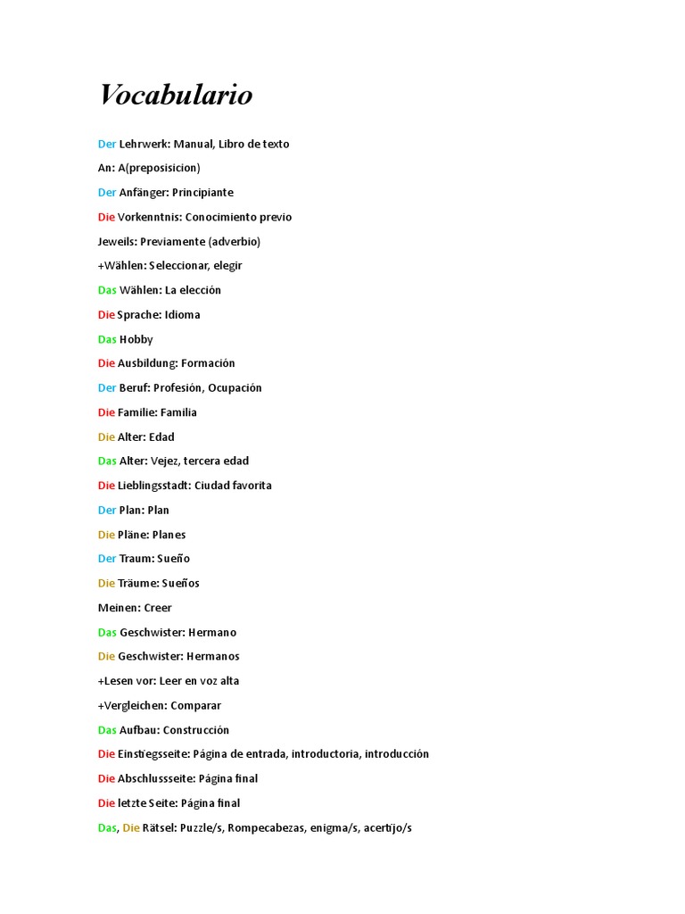 Vocabulario Aleman | PDF