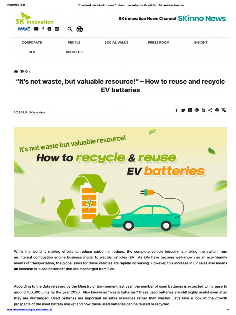 "It's Not Waste, But Valuable Resource!" - How To Reuse and Recycle EV ...