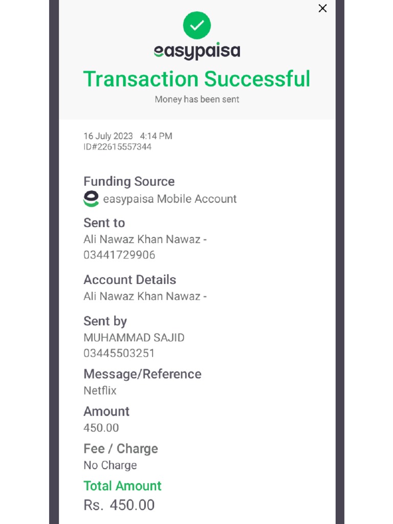 Easypaisa Receipt | PDF