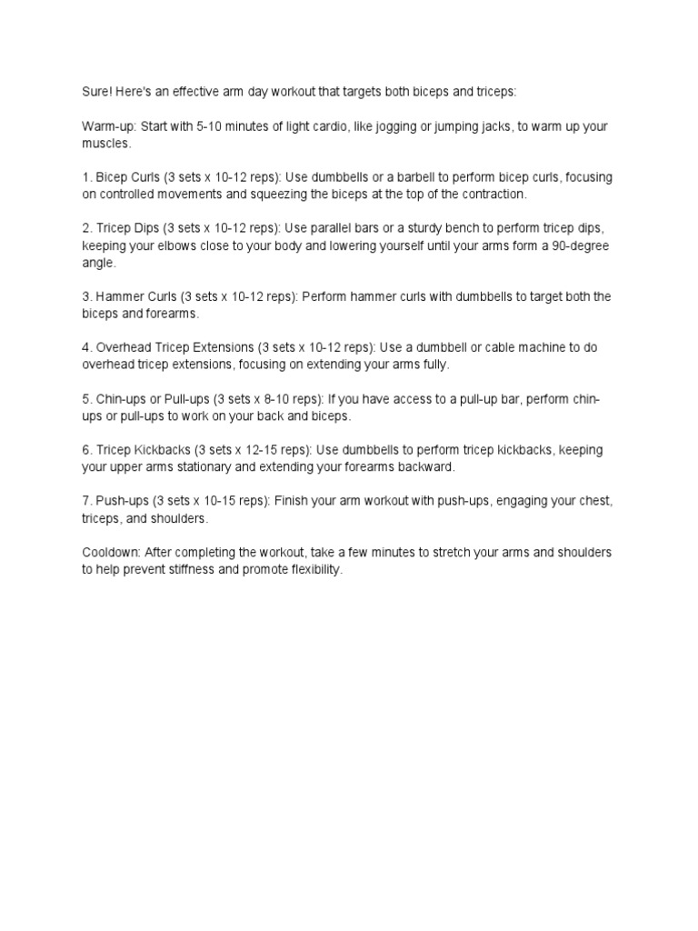 Arm Workout | PDF | Teaching Methods & Materials