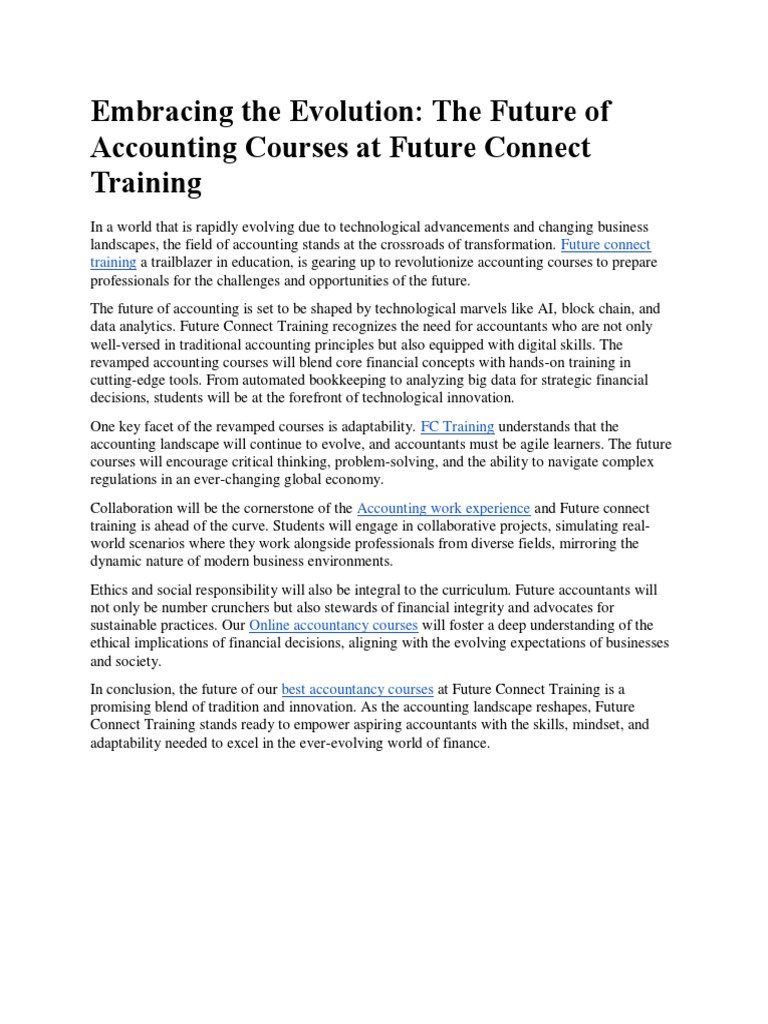 Future Connect Training Pdf
