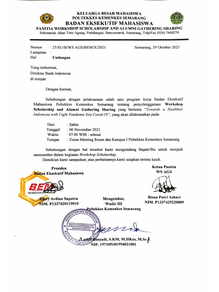 Surat Undangan Bank Indonesia | PDF