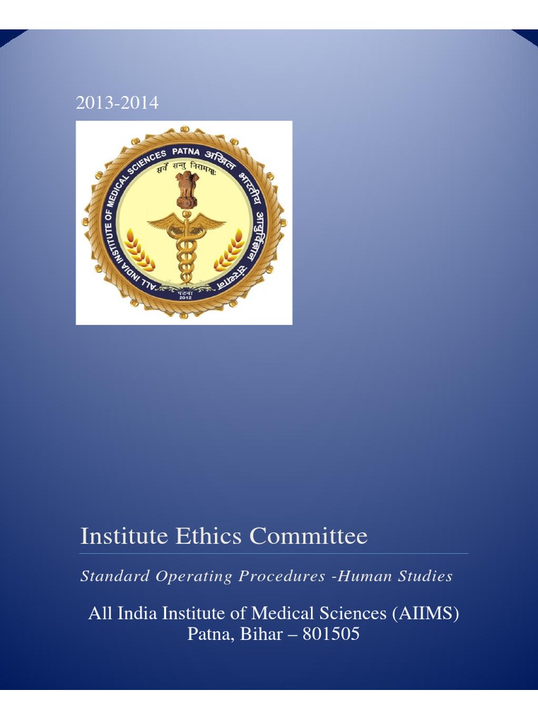 Institute Ethics Committee: Standard Operating Procedures - Human ...