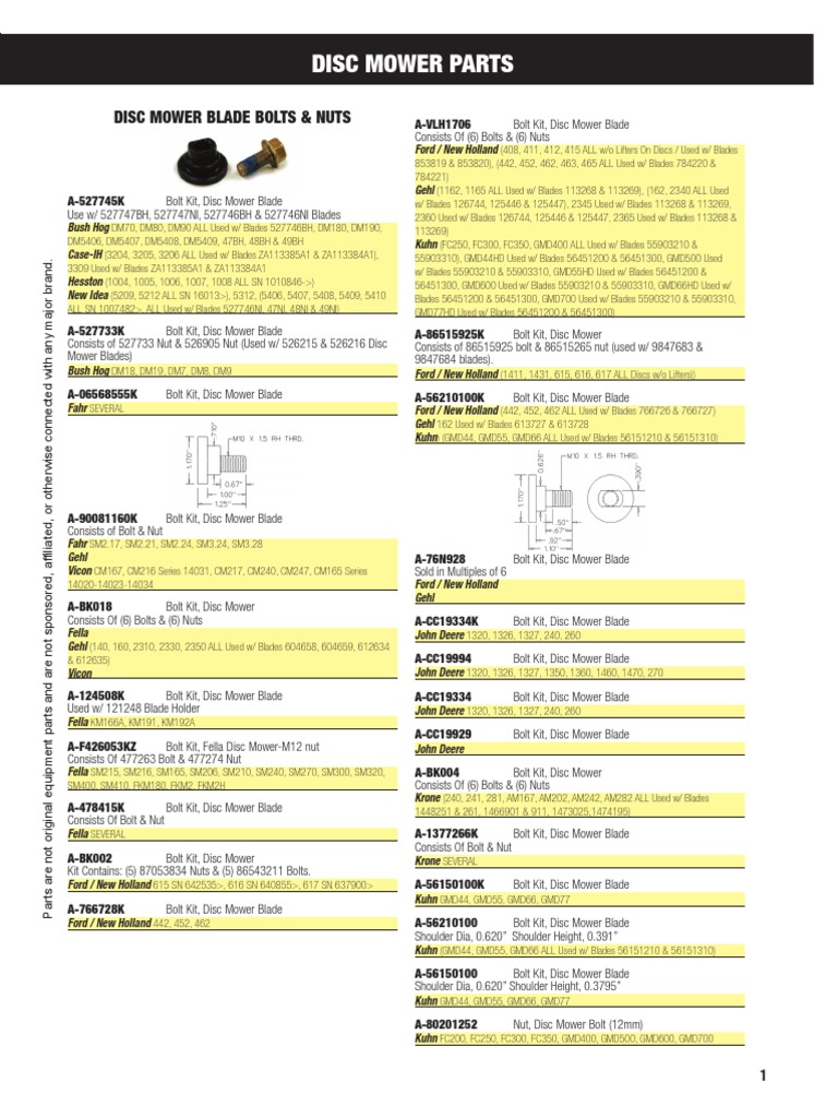 Disc-Mower-Parts Fella SM 270 | PDF | Equipment | Manufactured Goods