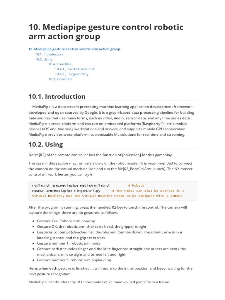 Mediapipe Gesture Control Robotic Arm | PDF