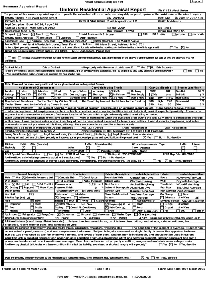 Uniform Residential Appraisal Report Uniform Residential Appraisal ...