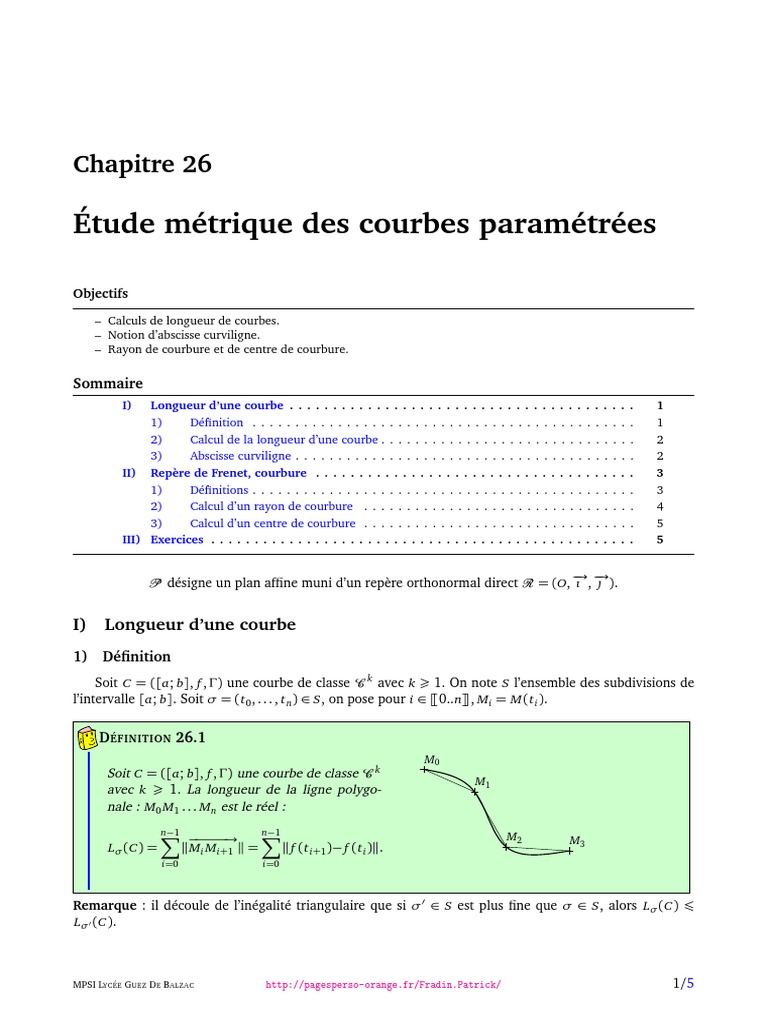 Etude Métrique Des Courbes | PDF