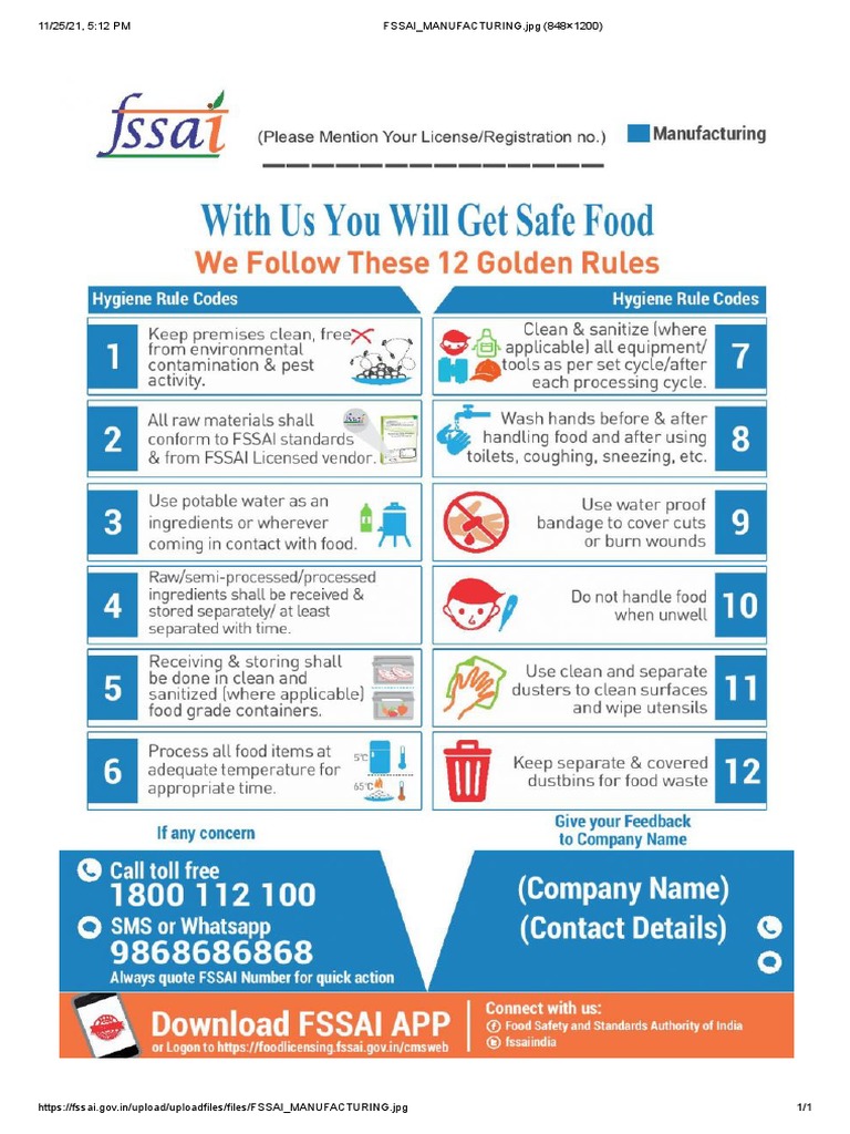 FSSAI Manufacturing Guidelines Image | PDF