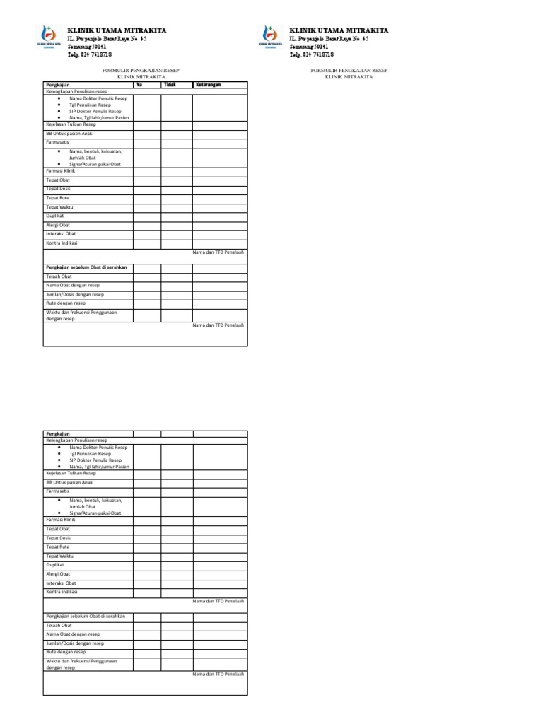 Formulir Pengkajian Resep | PDF