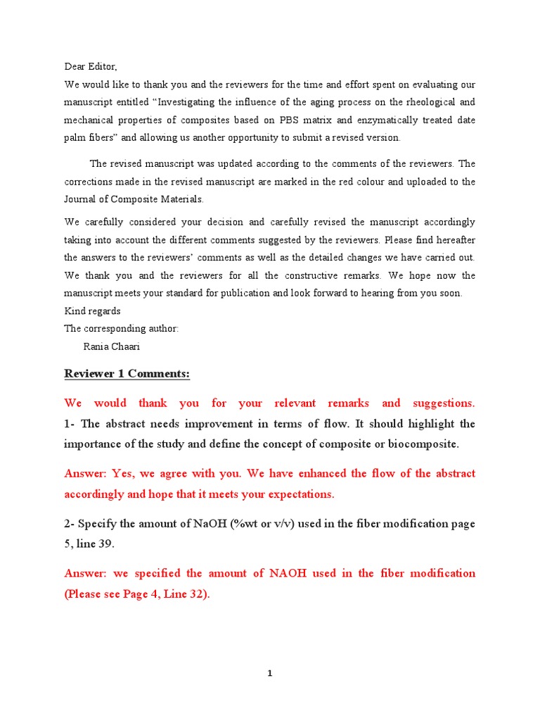 Detailed Response To Reviewers | PDF | Composite Material | Ageing