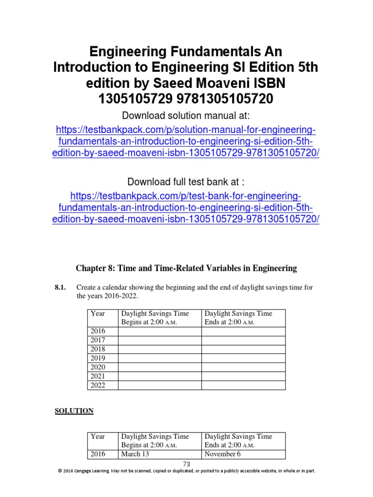 Engineering Fundamentals: SI Edition Solutions | PDF | Speed | Acceleration