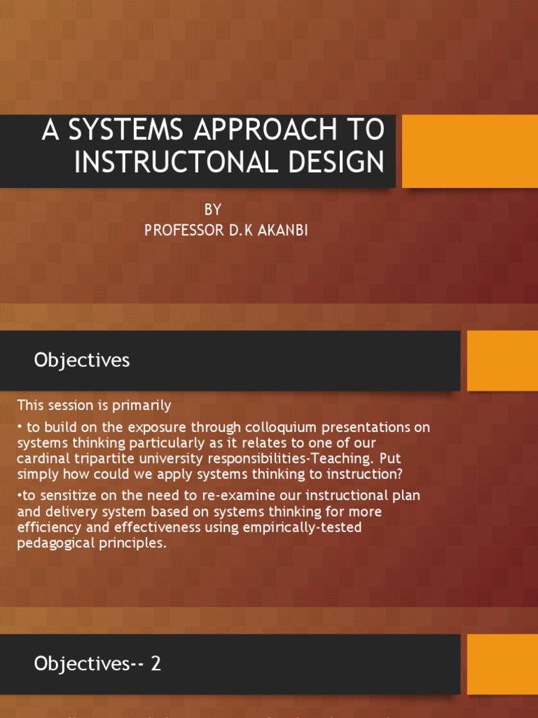 A Systems Approach To Instructional Design | PDF