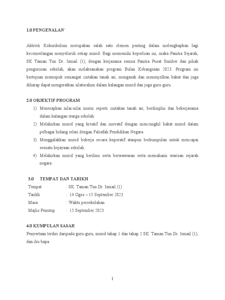 Program Bulan Kebangsaan 2023 SKTTDI | PDF | Ilmu Sosial | Perjalanan