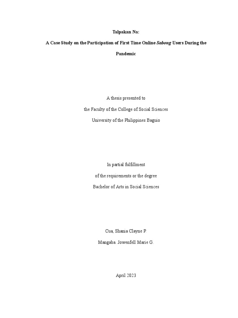Talpakan Na: A Case Study On The Participation of First Time Online ...