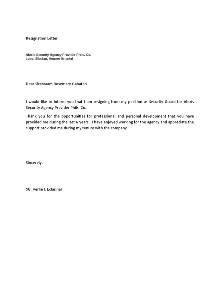 Resignation Letter | PDF