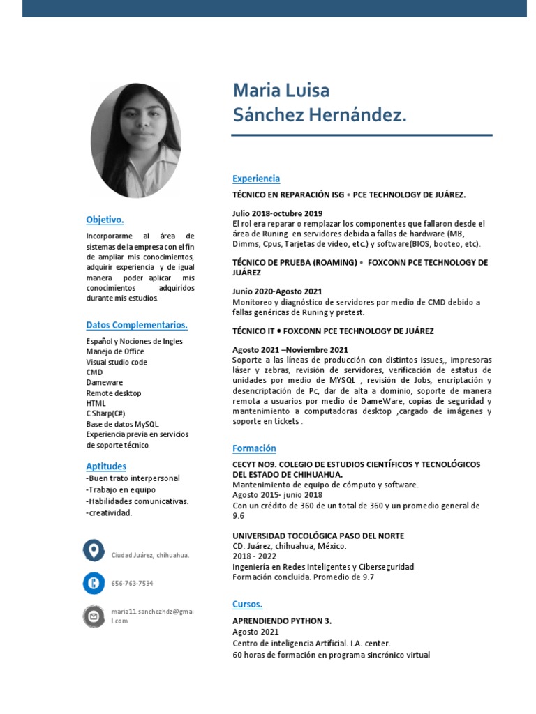 CV Maria Luisa Sanchez Hdz. | PDF | Informática