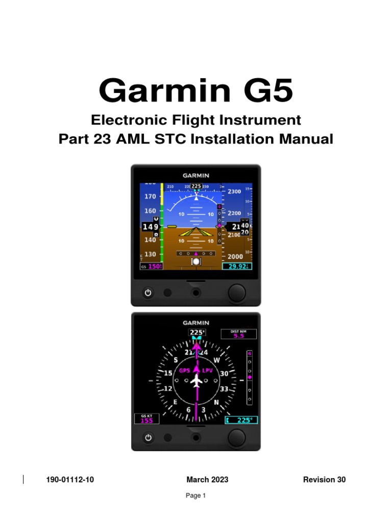 Garmin G5 Installation Manual Rev. 30 190-01112-10 - 30 | PDF