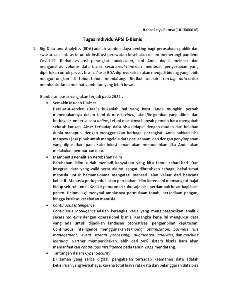 Tugas APSI E-Bisnis Individu Hadar 1813000018 | PDF