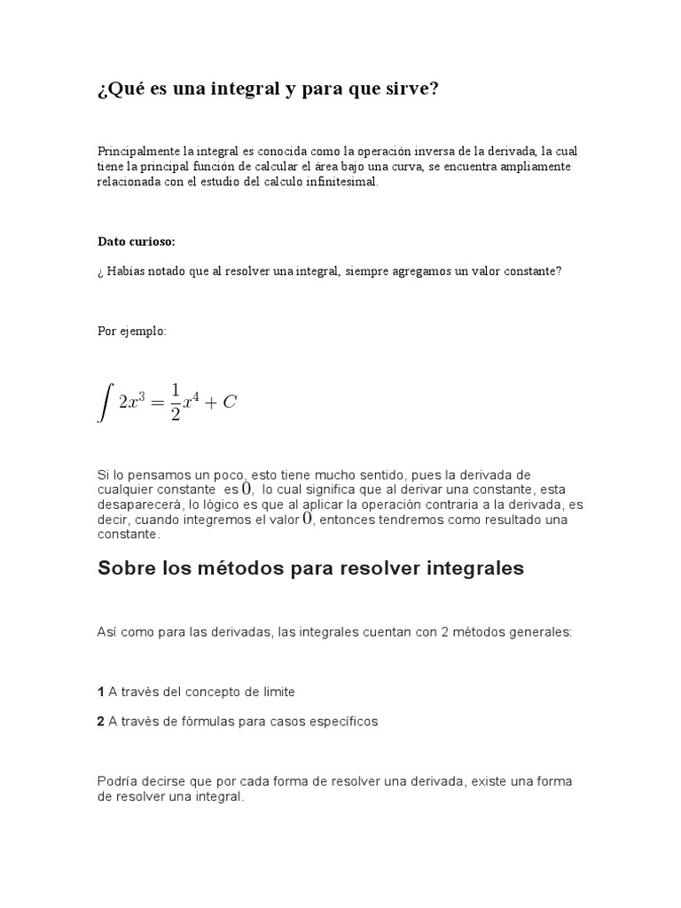 Integral y para Que Sirve | PDF