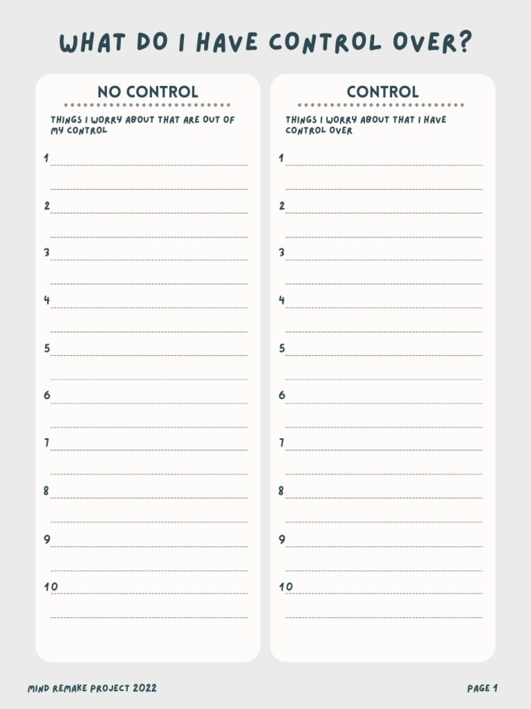 Control vs. No Control: Action Steps | PDF