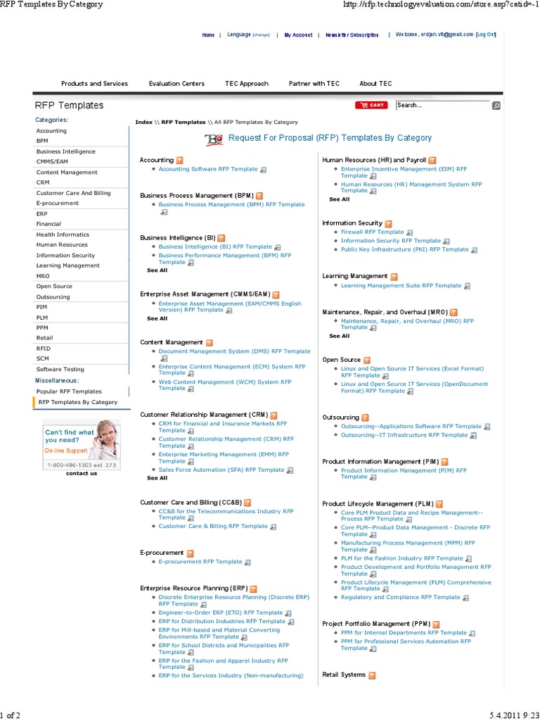 RFP Templates by Category | PDF | Enterprise Resource Planning ...