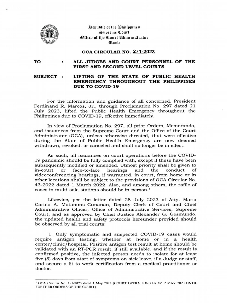 OCA Circular No. 271 Cec4 | PDF