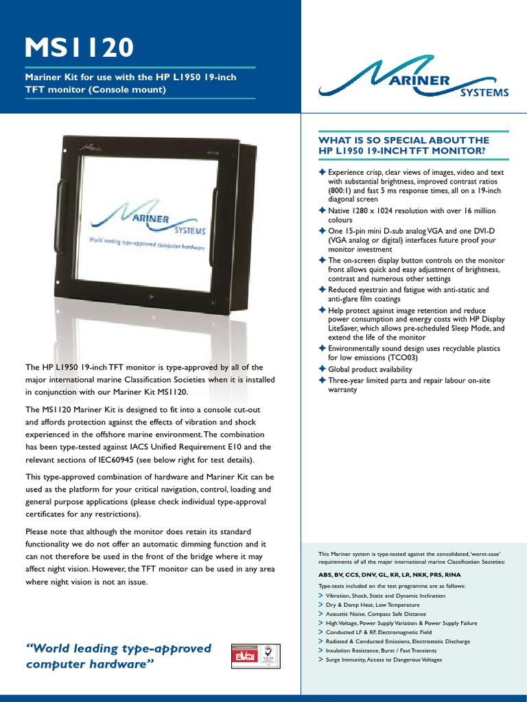HP L1950 19" TFT Monitor Overview | PDF