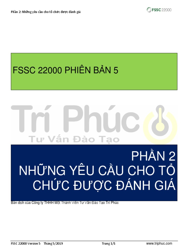 FSSC 22000 v5 To Chuc Duoc Danh Gia | PDF