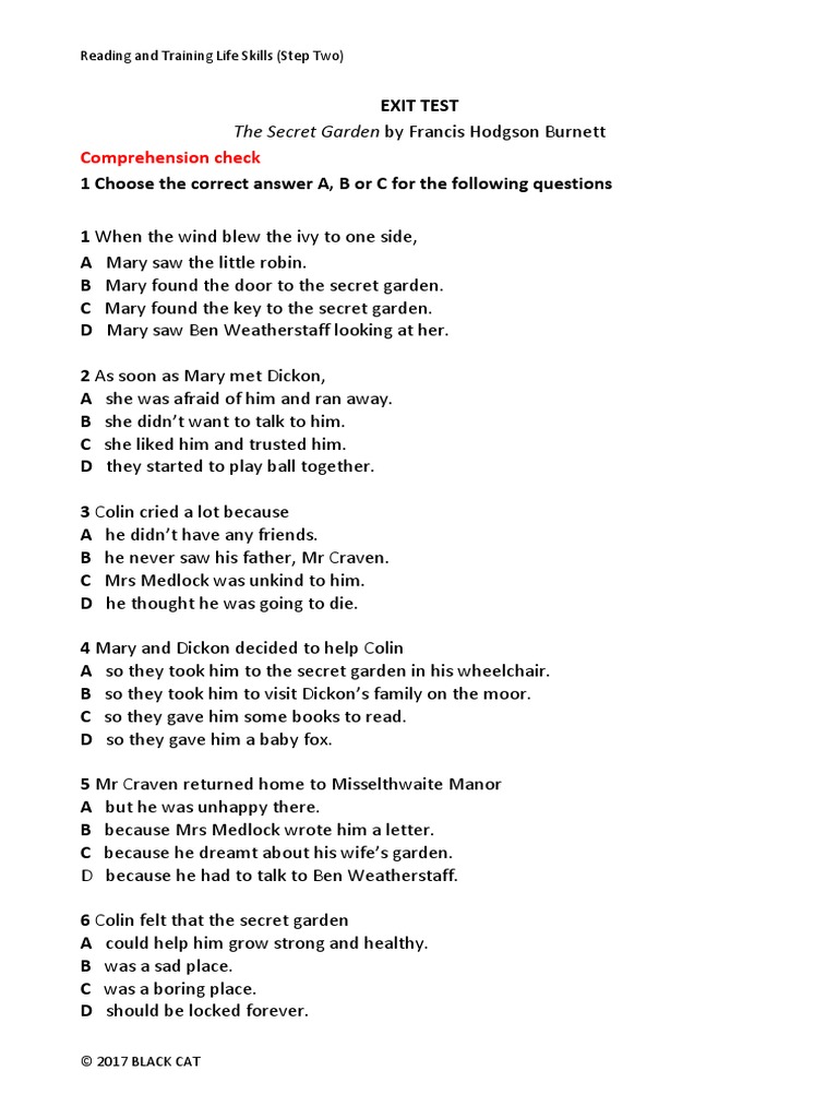Exit Test Secret Garden | PDF