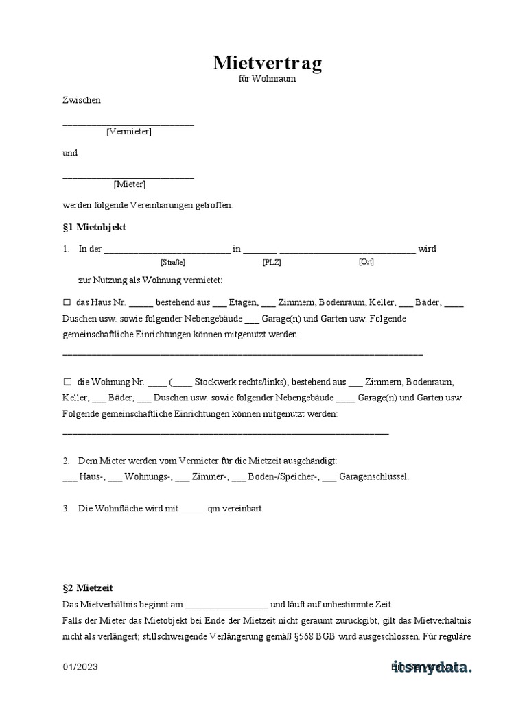 Mietvertrag Vorlage | PDF
