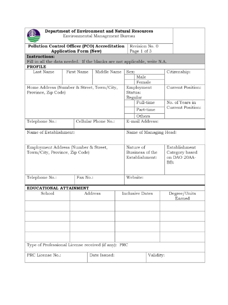 PCO Accreditation Application Form | PDF