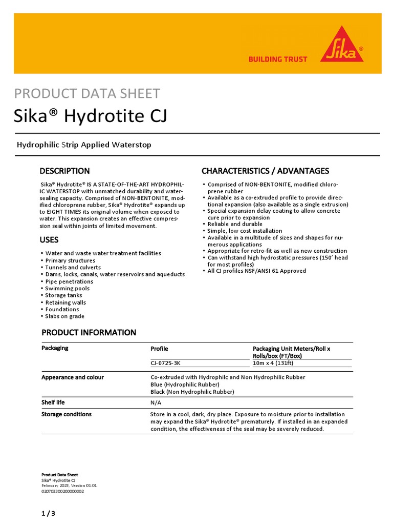 Sika Hydrotite CJ | PDF