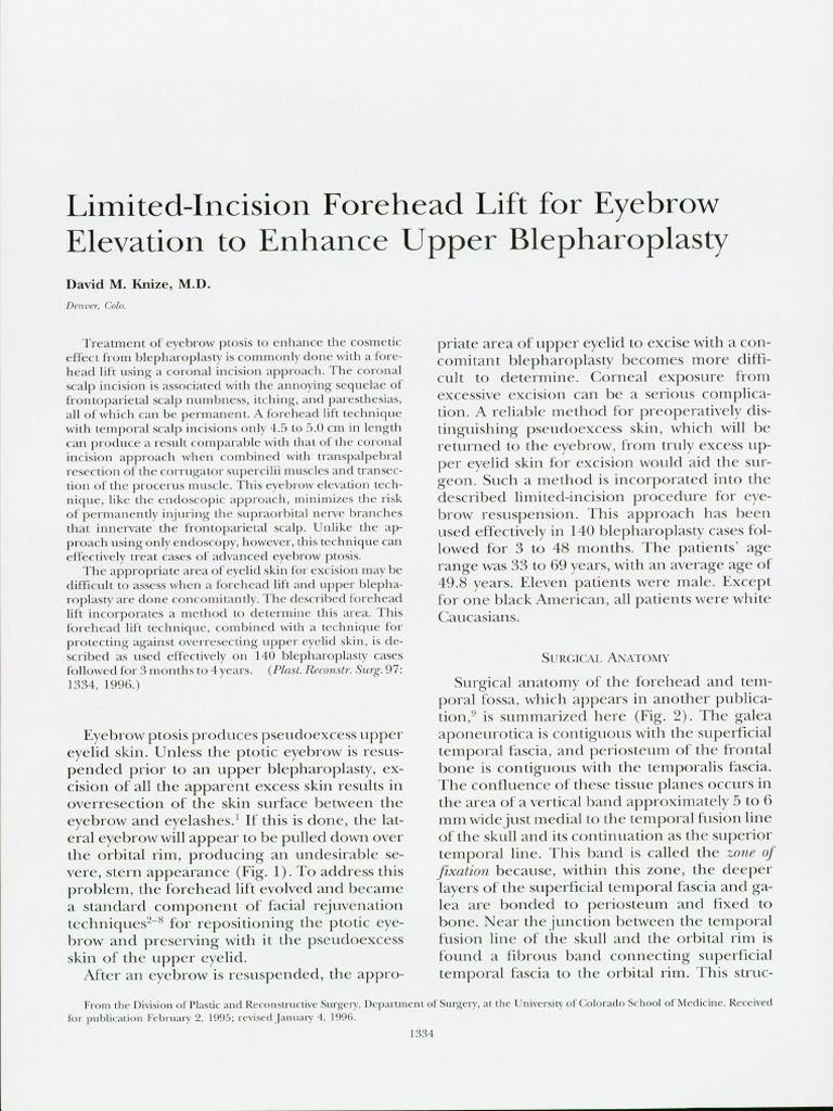 Limited Incision Forehead Lift For Eyebrow.2 | PDF | Business
