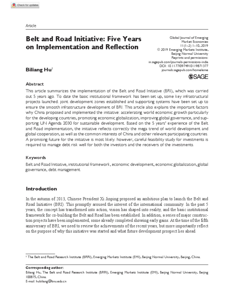 Belt and Road Initiative Five Years On Implementation and Reflection | Download Free PDF | China ...