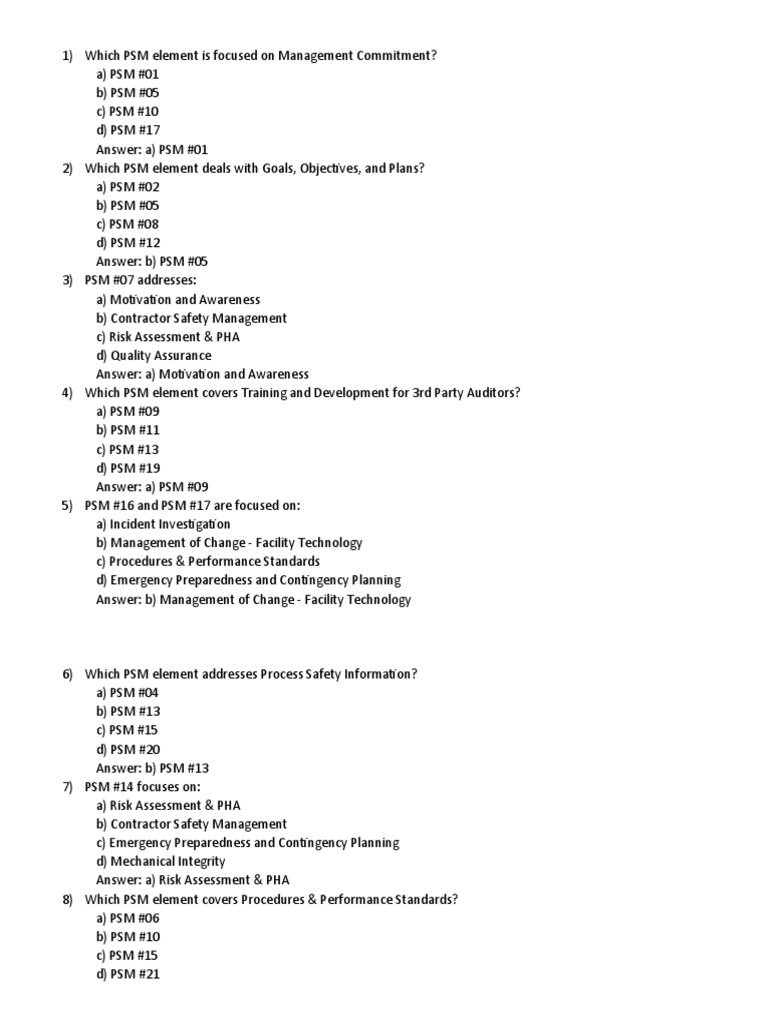 PSM Elements Question With Answers | PDF