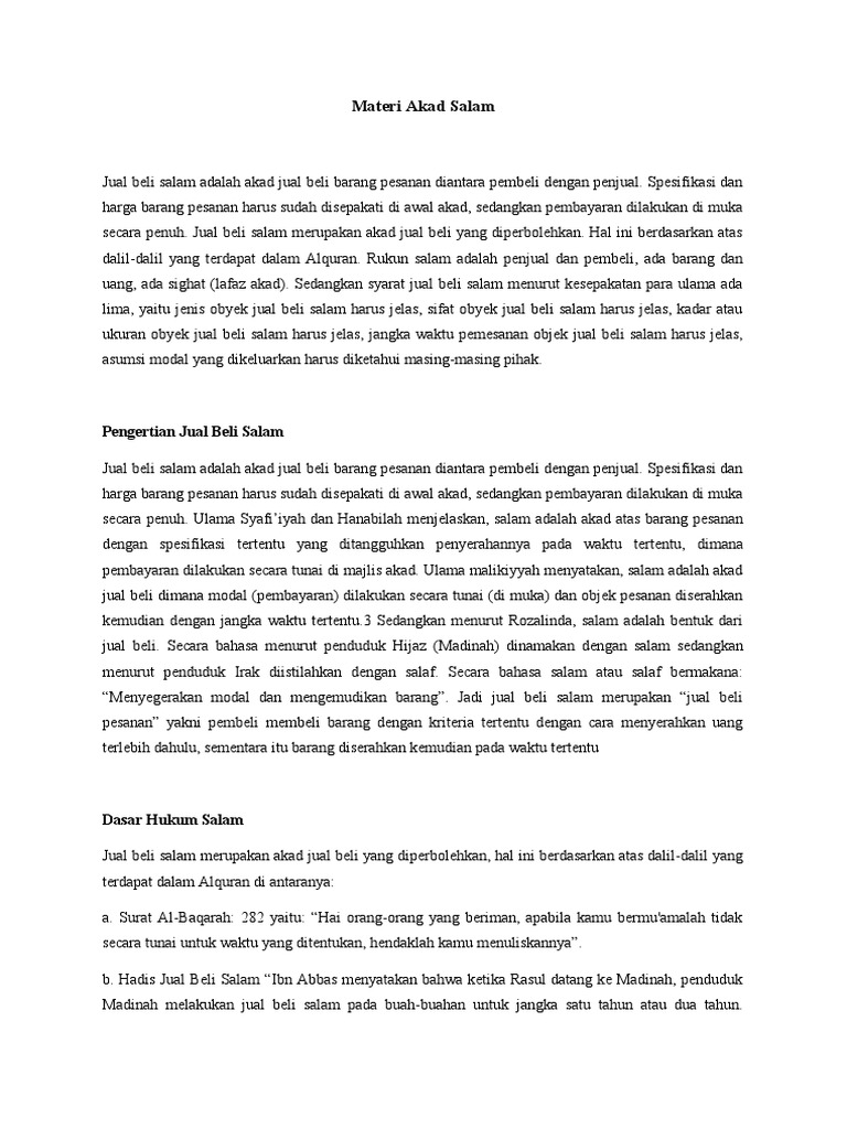 Panduan Lengkap Jual Beli Salam | PDF | Pengelolaan Keuangan & Uang