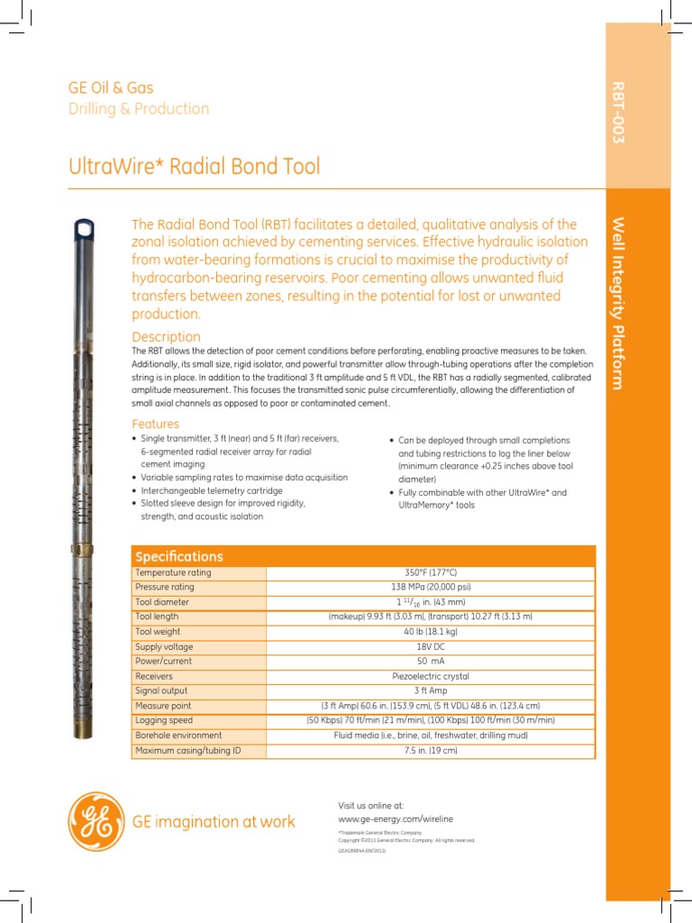 GEA18984A Radial Bond Tool (RBT003) | PDF | Casing (Borehole ...