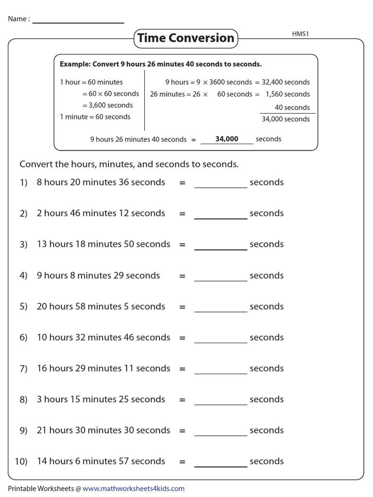 Convert Hours Minutes To Seconds 1 | PDF