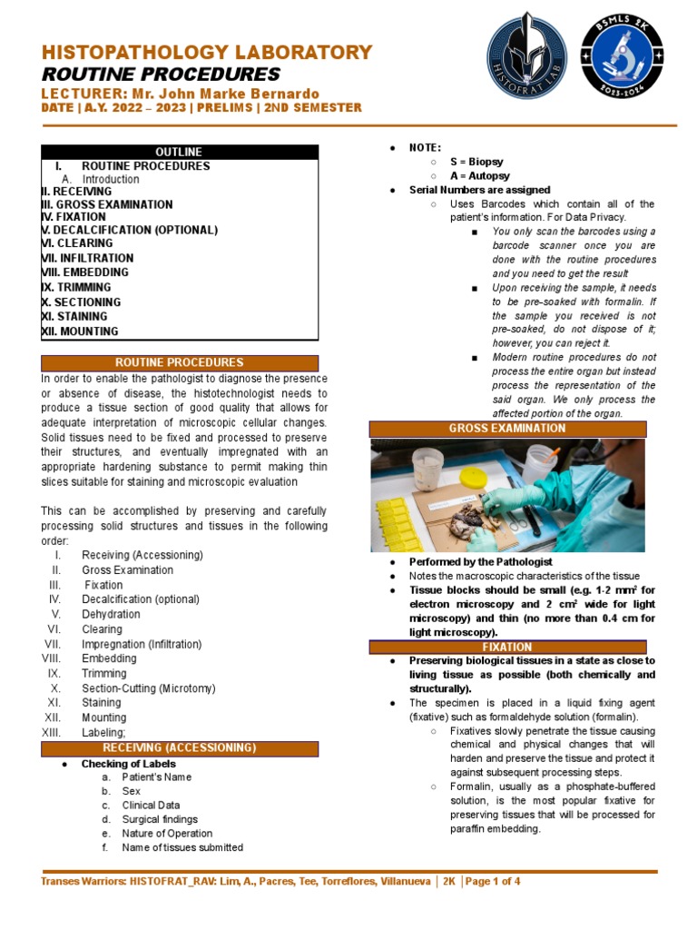 Introduction To Histopathology Lab | PDF