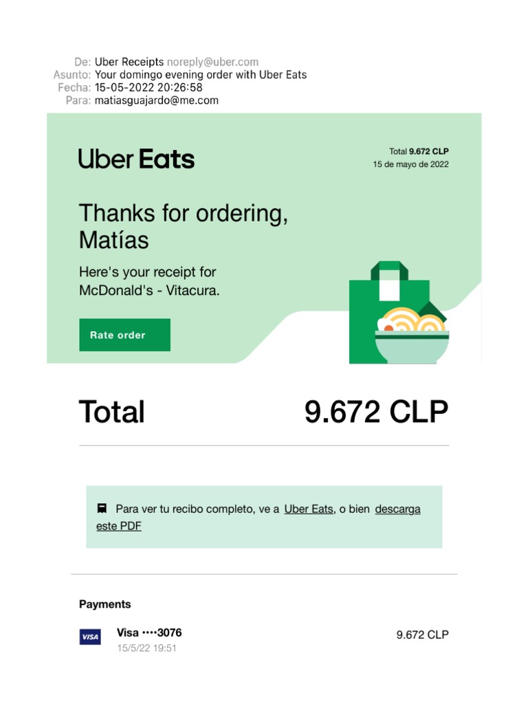 Your Domingo Evening Order With Uber Eats 2 | PDF | Negocios | Derecho