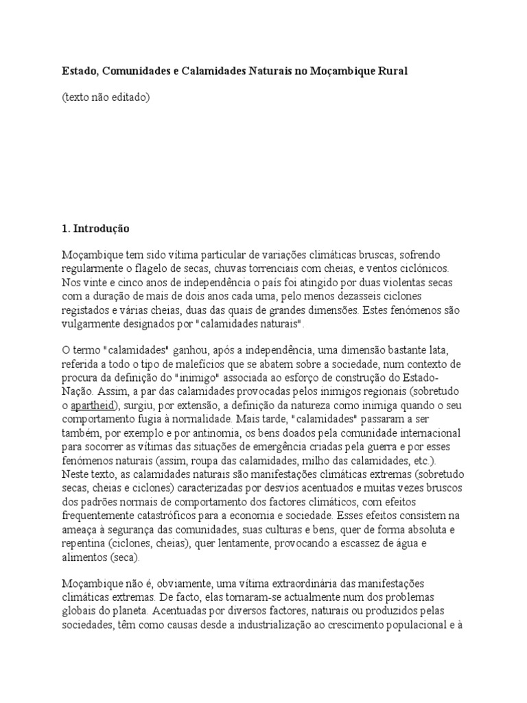 Respostas a Calamidades Naturais em Moçambique | PDF | Política ...