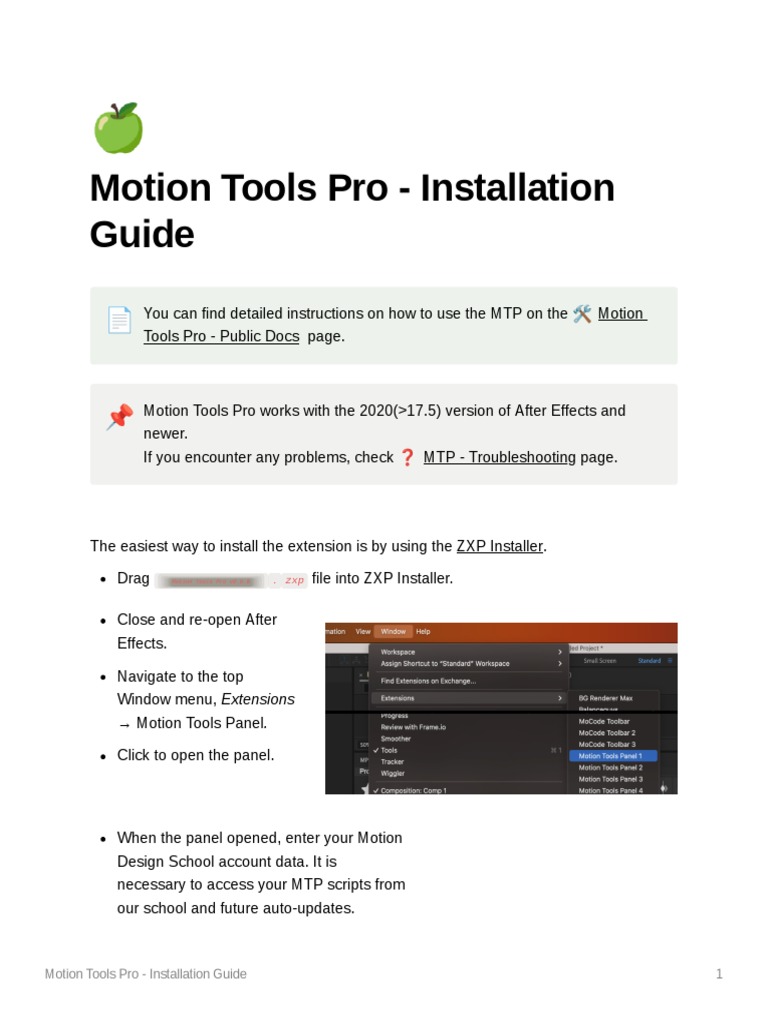 Motion Tools Pro Installation Guide | PDF