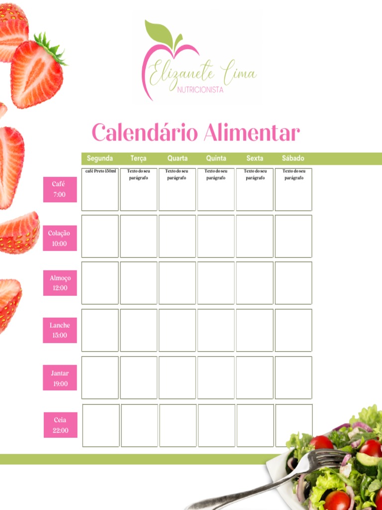 Calendário Alimentar Semanal | PDF