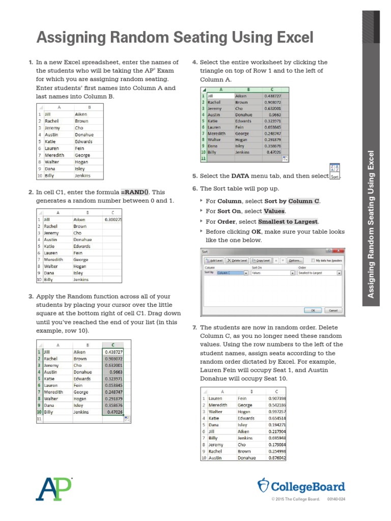 Assigning Random Seating Using Excel | PDF