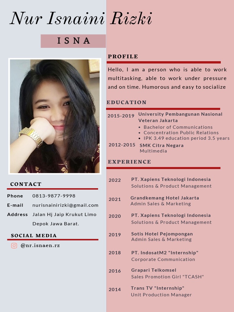 CV Nur Isnaini Rizki | PDF | Karier & Perkembangan