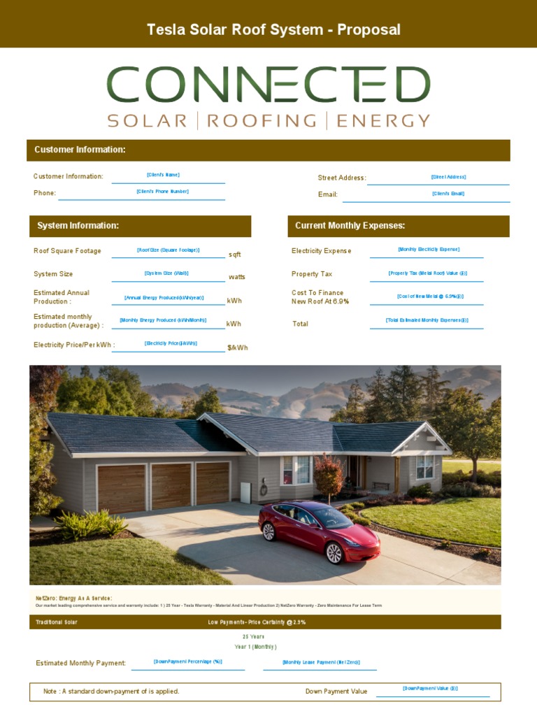 Tesla Solar Roof System - Proposal | PDF