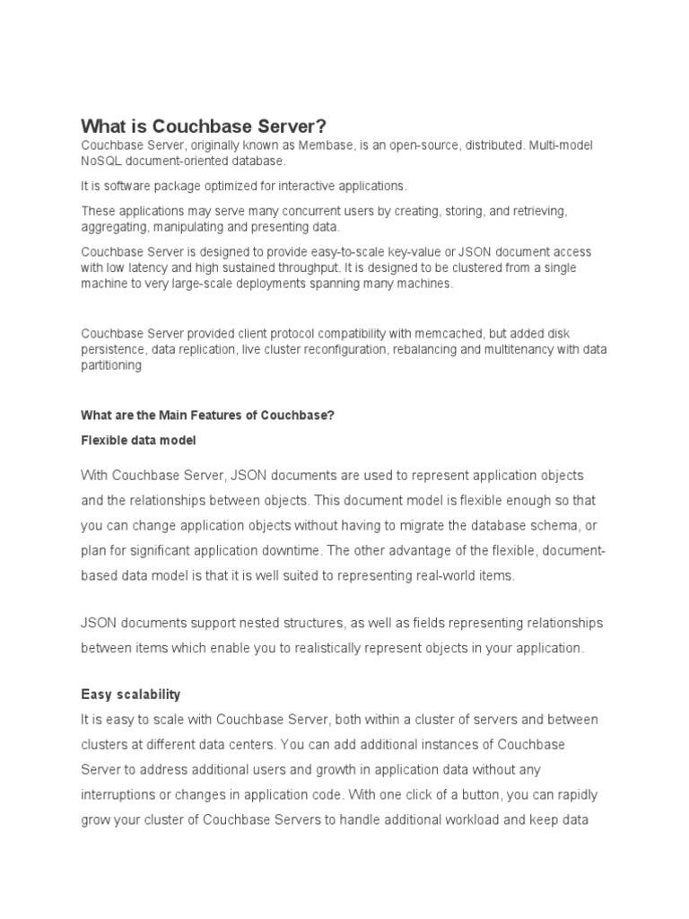 Couchbase Server Basic Concepts | PDF
