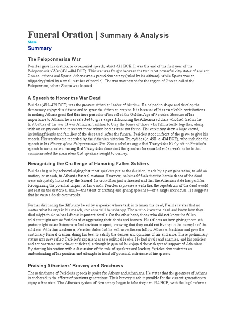 Funeral Oration | PDF
