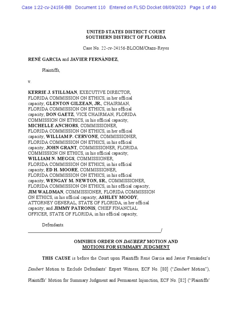 Stillman Order | PDF | Daubert V. Merrell Dow Pharmaceuticals ...